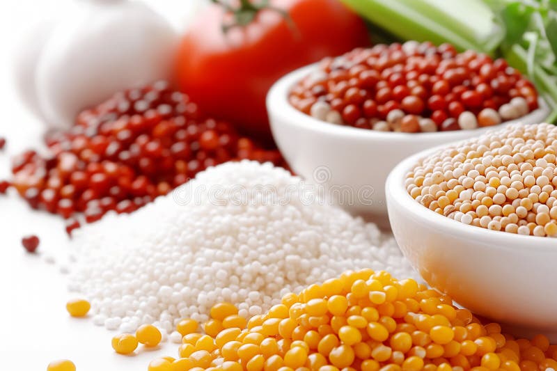 A Vibrant Array of Grains and Spices is Presented in Small Bowls ...