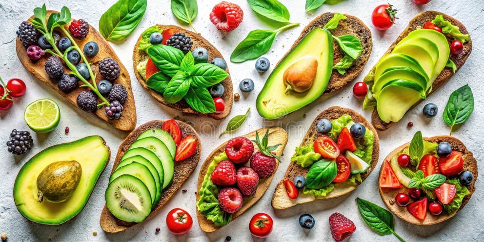 A Vibrant Array of Healthy Avocado Toast Variations, Featuring Assorted ...