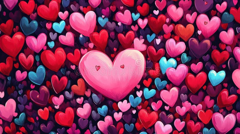 A Vibrant Array of Hearts in Various Colors and Sizes, Symbolizing Love ...