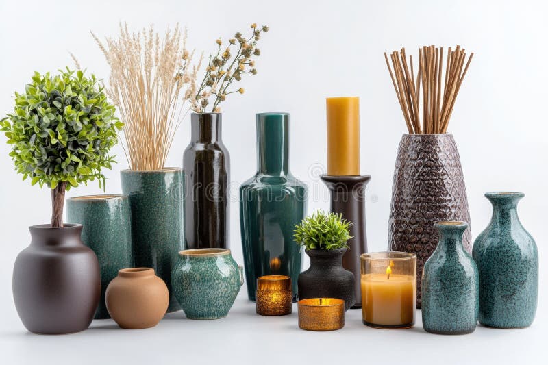 Vibrant Array of Home Decor Items Featuring Vases, Candles, Figurines ...