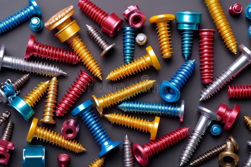Vibrant Array of Industrial Screws Bolts and Fasteners Assorted Sizes ...