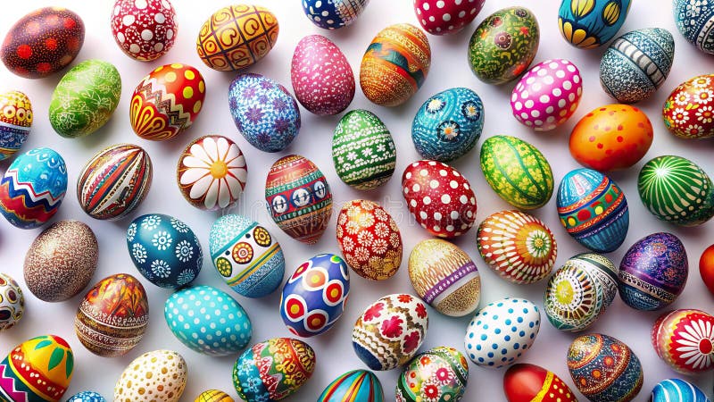 Vibrant Array of Intricate Easter Egg Patterns in a Colorful Spring ...