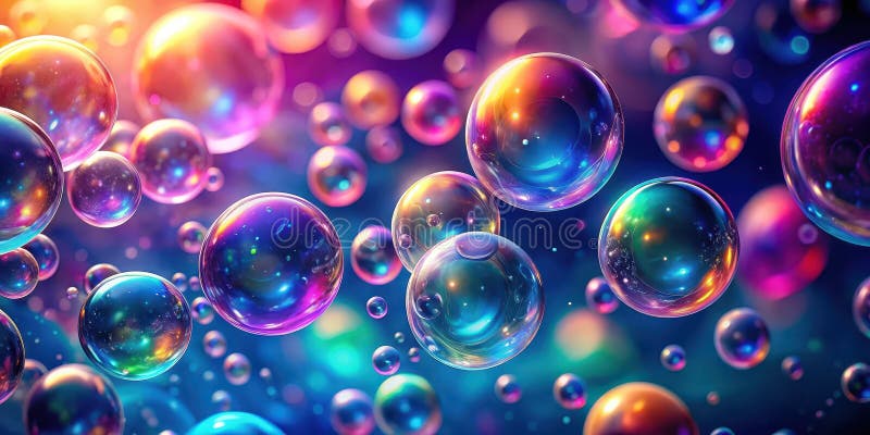 A Vibrant Array of Iridescent Spheres Floating in a Cosmic Dreamscape ...