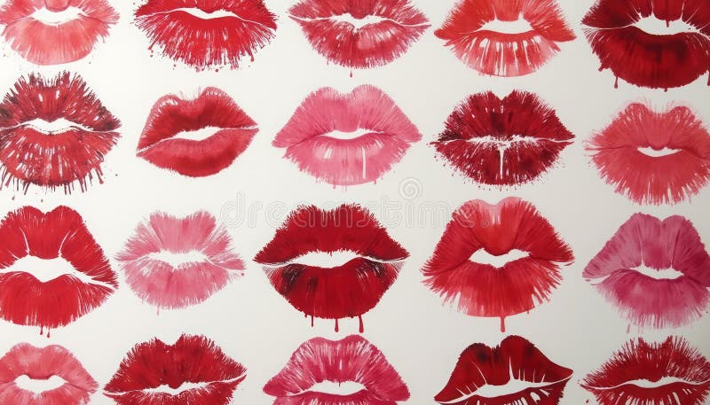 Vibrant Array of Lip Prints Stock Photo - Image of design, texture ...