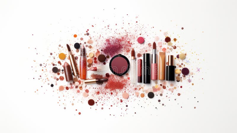 A Vibrant Array of Makeup Products Amidst a Colorful Powder Explosion ...