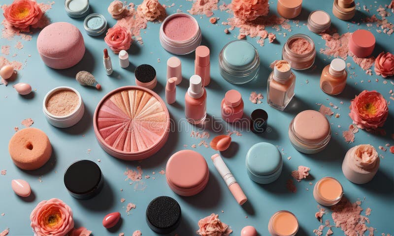 Vibrant Array Makeup Products, Including Lipsticks, Eyeshadows, and Lip ...