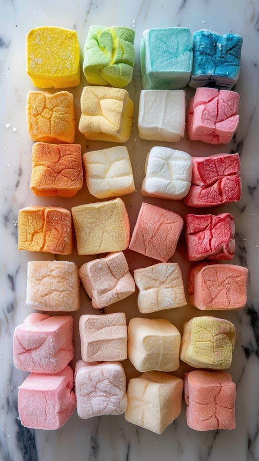 A Vibrant Array of Marshmallows on a White Tabletop Makes a Tempting ...