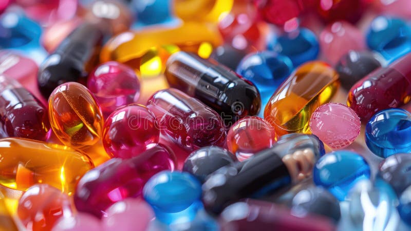 Vibrant Array of Medication and Supplements on Colorful Background ...
