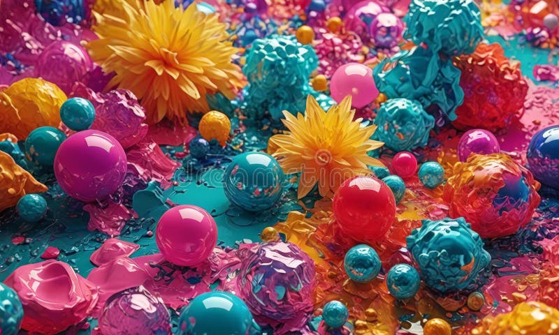 Vibrant Array Multicolored Balls, Including Yellow, Pink, Blue, and Red ...