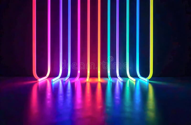 A Vibrant Array of Multicolored Neon Lights Bending into a U-shape ...