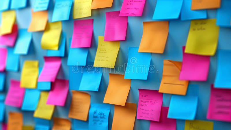 Vibrant Array of Multicolored Sticky Notes Arranged in a Chaotic ...