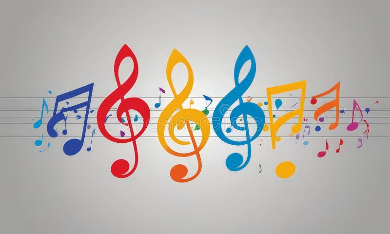 Vibrant Array Musical Notes in Red, Blue, Yellow, and Orange, with ...
