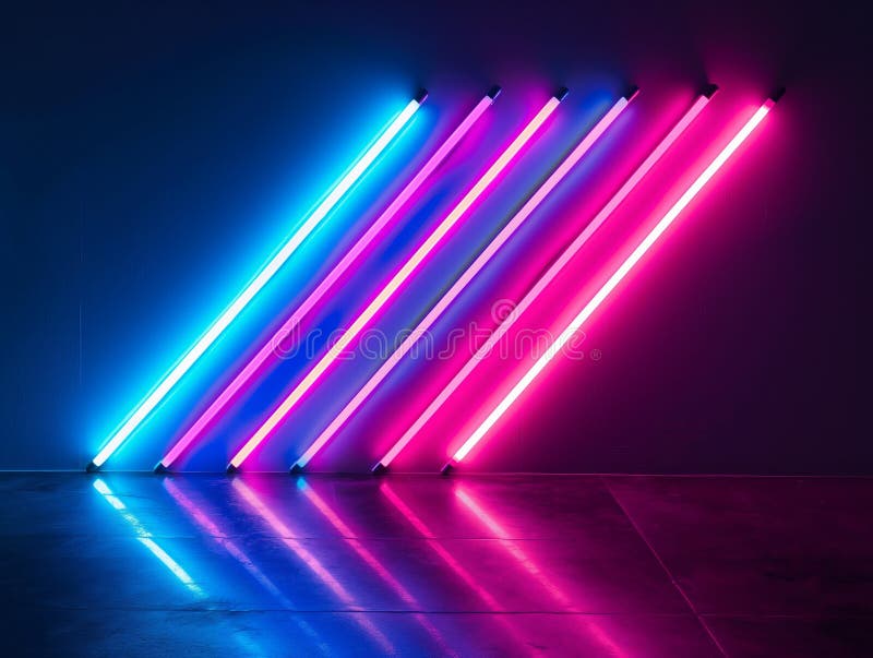 Neon Glow - Colorful Light Tubes on Dark Background Stock Photo - Image ...