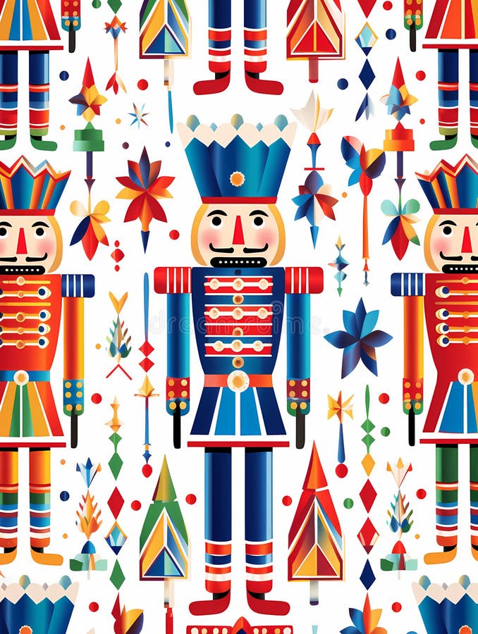 Pattern of Colorful Nutcrackers Stock Illustration - Illustration of ...