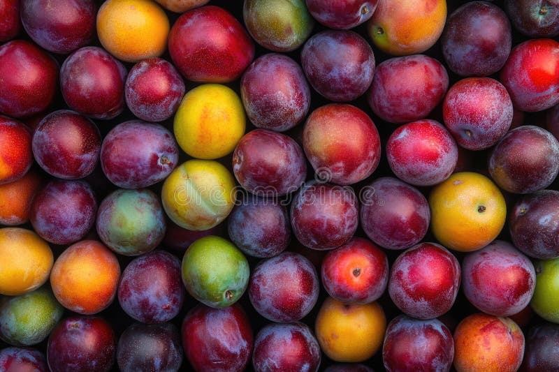 A Vibrant Array of Plums Creates a Rich, Colorful Background Stock ...