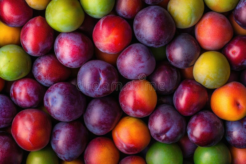 A Vibrant Array of Plums Creates a Rich, Colorful Background Stock ...