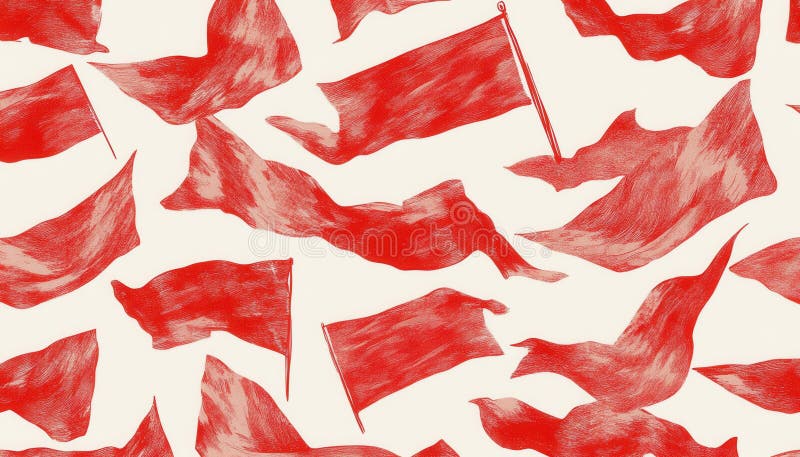 Pattern of Red Flags Waving Against a Light Background Stock Photo ...