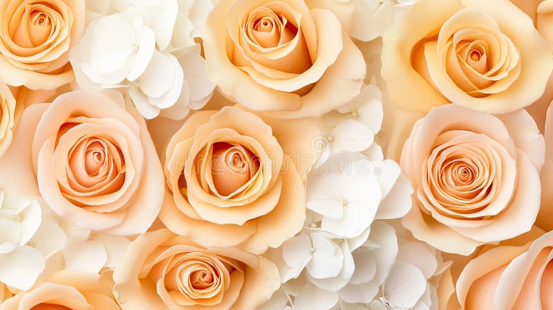 A Vibrant Array of Roses and Hydrangeas in Soft Pastel Tones Creates an ...