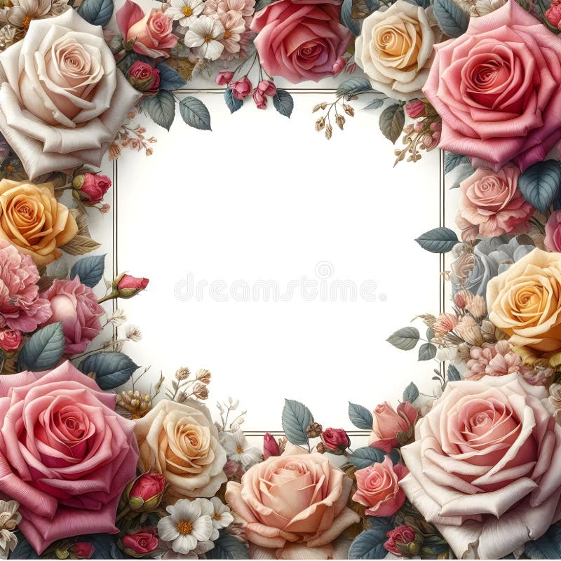 An Arrangement of Roses Framing a Blank Space, Creating a Backdrop for ...