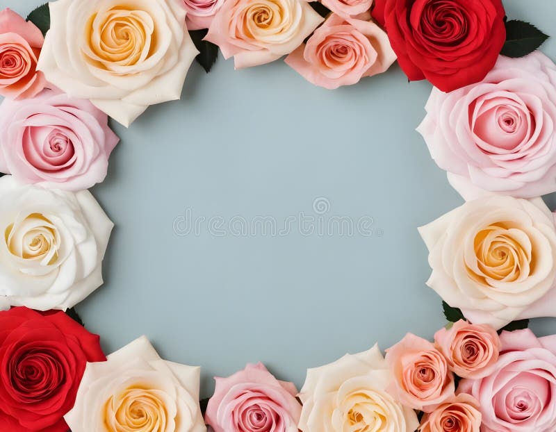 An Arrangement of Roses Framing a Blank Space, Creating a Backdrop for ...