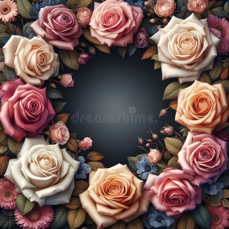 An Arrangement of Roses Framing a Blank Space, Creating a Backdrop for ...