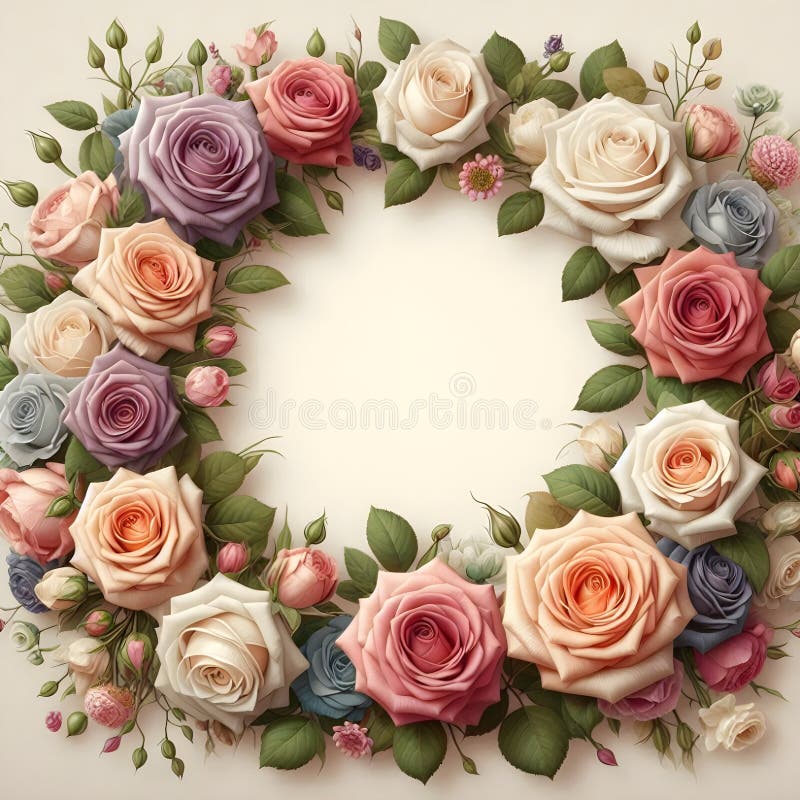 An Arrangement of Roses Framing a Blank Space, Creating a Backdrop for ...
