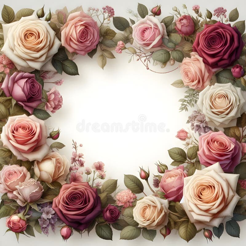 An Arrangement of Roses Framing a Blank Space, Creating a Backdrop for ...