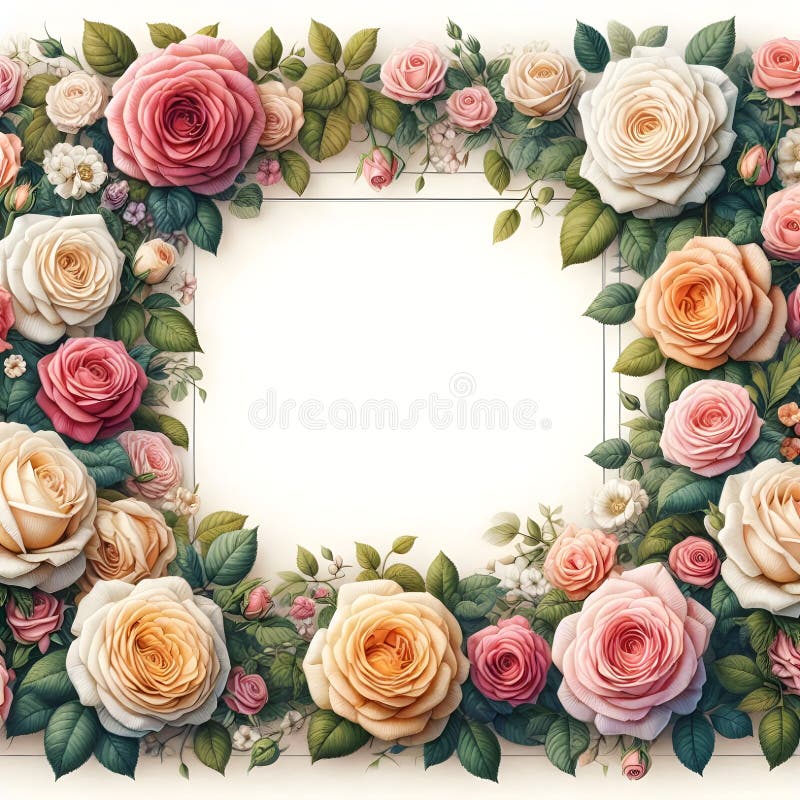 An Arrangement of Roses Framing a Blank Space, Creating a Backdrop for ...