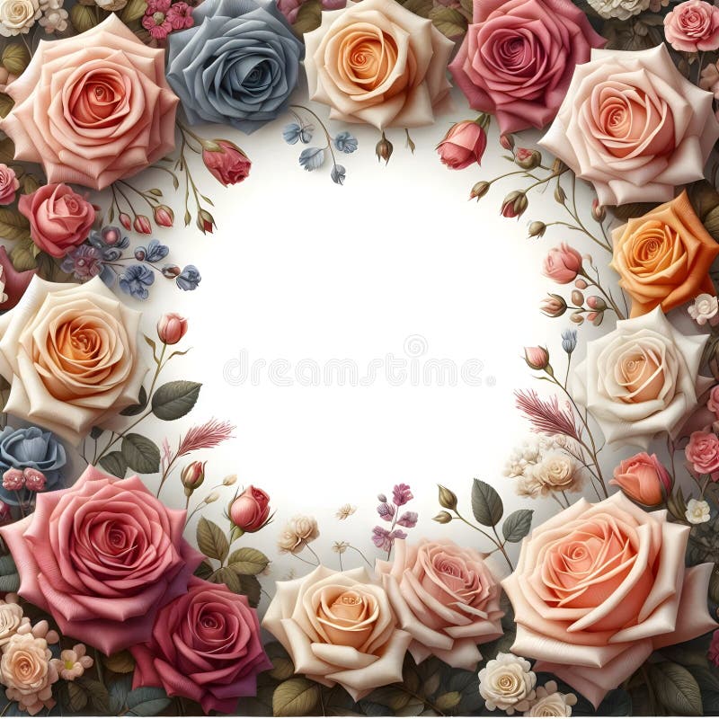 An Arrangement of Roses Framing a Blank Space, Creating a Backdrop for ...