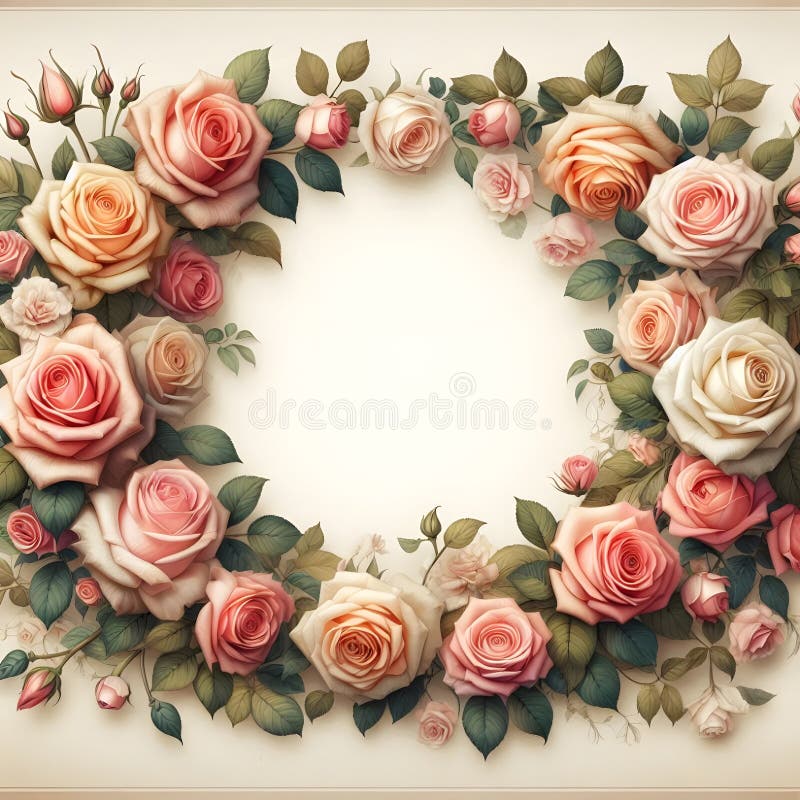An Arrangement of Roses Framing a Blank Space, Creating a Backdrop for ...