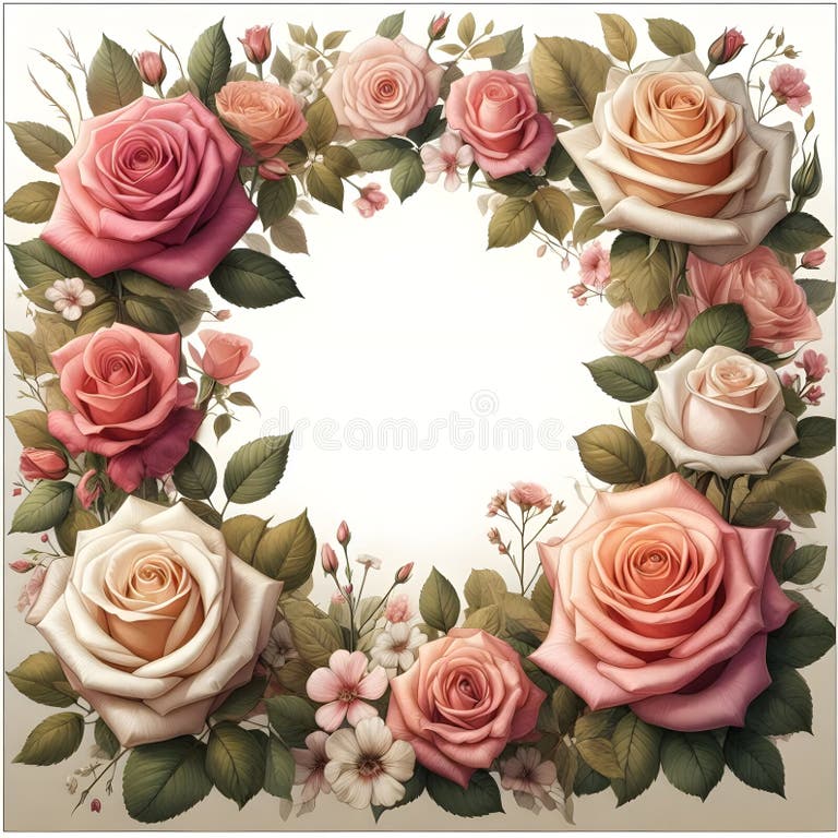 An Arrangement of Roses Framing a Blank Space, Creating a Backdrop for ...