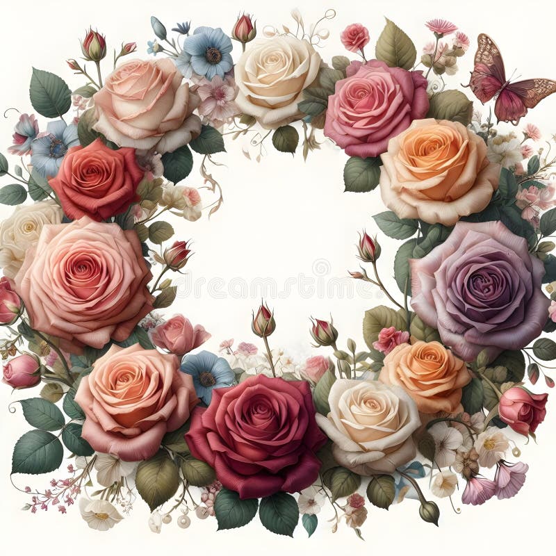 An Arrangement of Roses Framing a Blank Space, Creating a Backdrop for ...