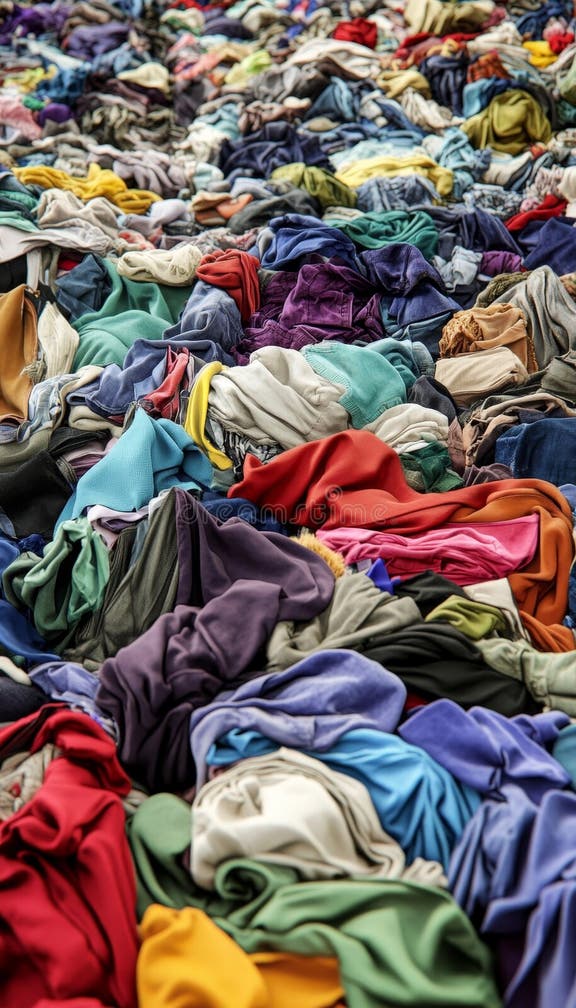 Vibrant Array of Second Hand Clothing Colors Showcasing Textile Waste ...