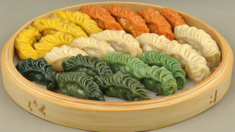 Colorful Steamed Dumplings stock illustration. Illustration of menu ...