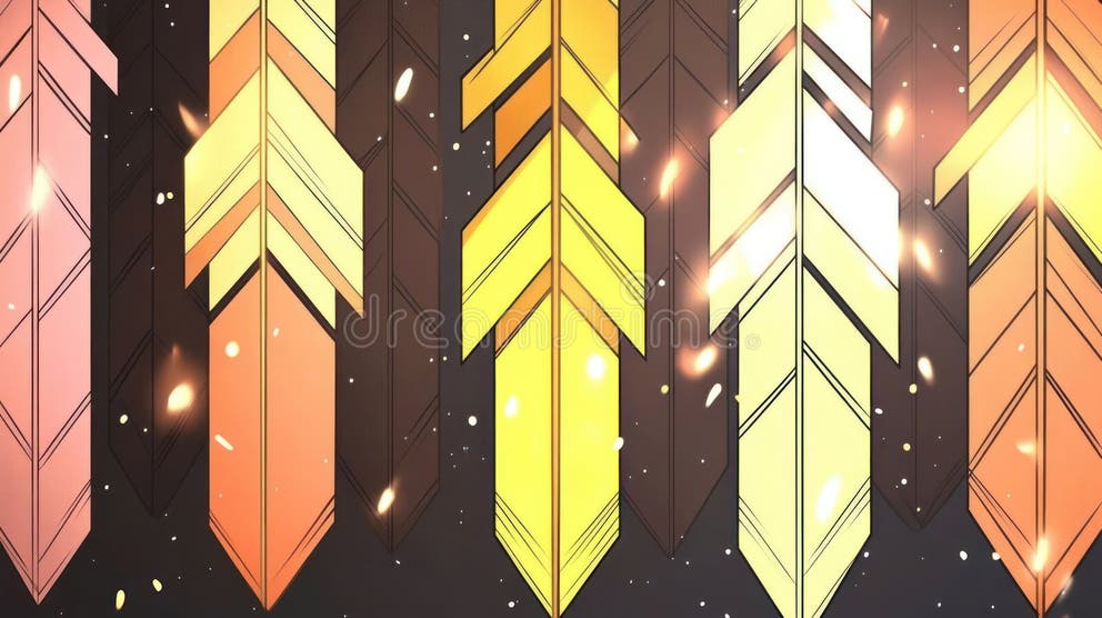 Abstract Geometric Feathers with Glowing Particles Background Stock ...