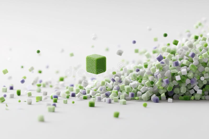 Colorful Sugar Cubes Floating Above a Pile of Smaller Cubes in an ...