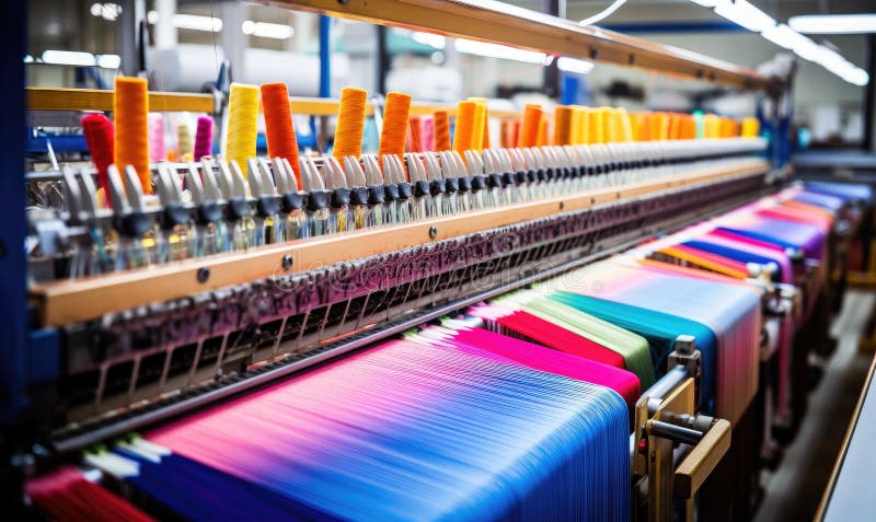 A Vibrant Array of Textiles on a Sewing Machine Stock Illustration ...