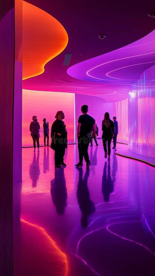 A Vibrant Art Installation Showcasing Glowing Purple and Orange Hues ...