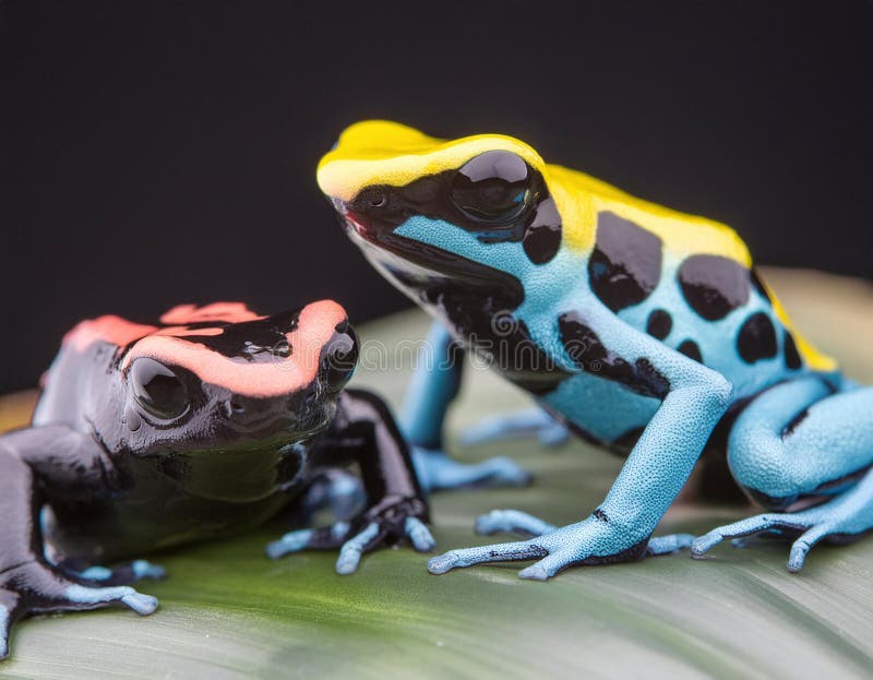 Vibrant Artificial Frogs on a Leaf Stock Illustration - Illustration of ...