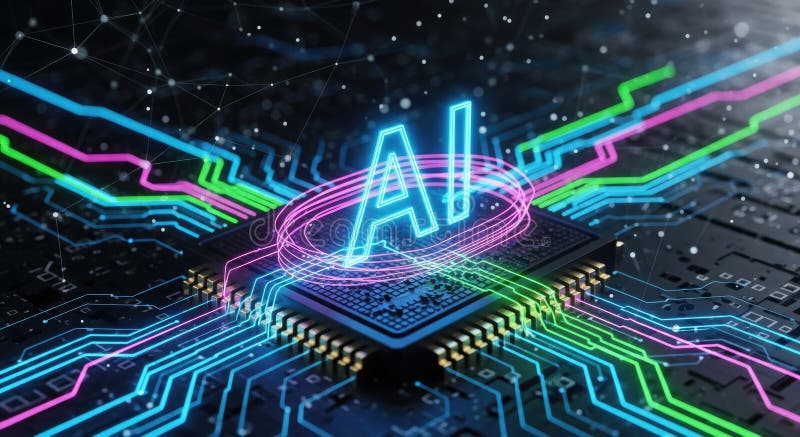 Vibrant Artificial Intelligence Core Processing Complex Digital Data, Glowing Neural Network ...