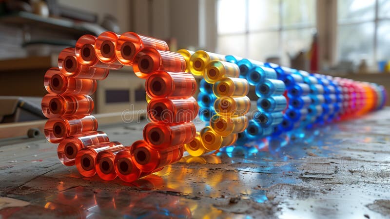 A Vibrant Artistic Arrangement of Colorful Cylindrical Rings Forming a ...
