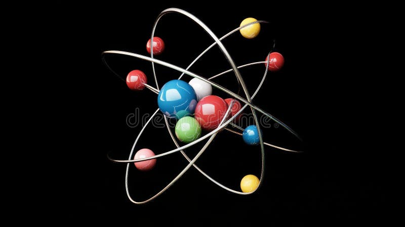 Vibrant Artistic Atom Model Displaying Orbiting Electrons and Detailed ...