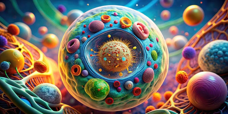 A Vibrant Artistic Depiction of Cellular Structures and Organelles ...