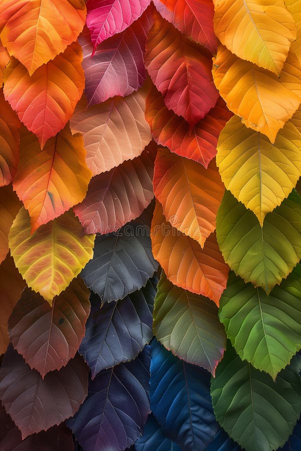 Vibrant and Artistic Display of Rainbow Leaves Showcasing Autumn Colors ...
