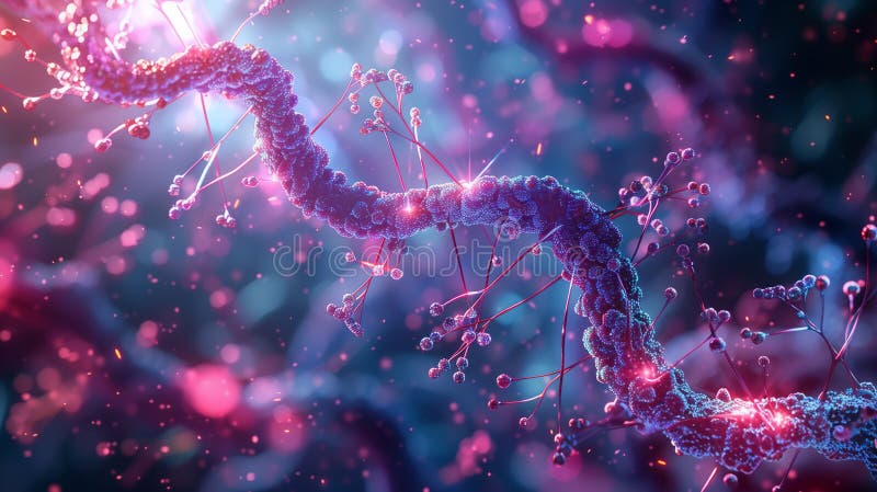 Abstract DNA Strand with Particles Visually Represents Genetics ...