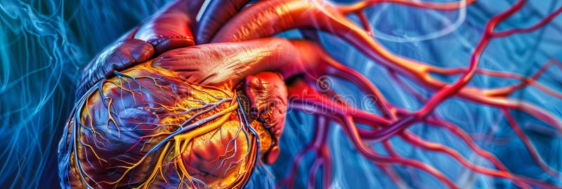 Vibrant Artistic Representation of Human Heart and Vascular System ...