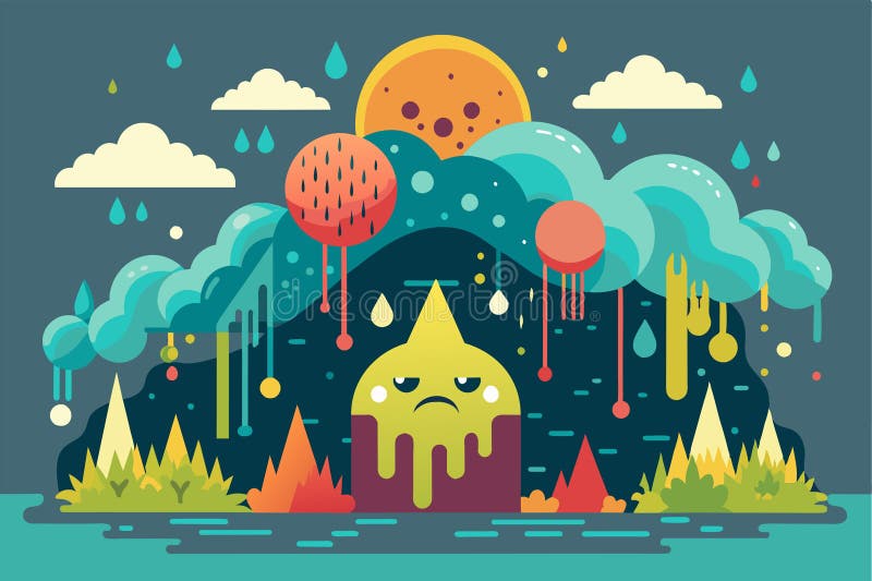 A Vibrant Artistic Representation Shows Acid Rain Affecting the ...
