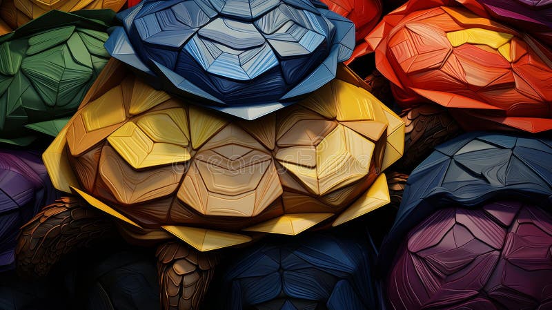 Vibrant Artistic Turtle Shell Illustration with Detailed Texture and ...