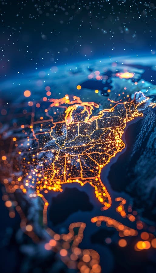 Vibrant Artistic Us Map Showcasing Economic Activity and Industry ...