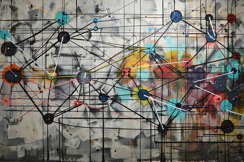 Abstract Networked System Painting: Interconnected Nodes and Pathways ...
